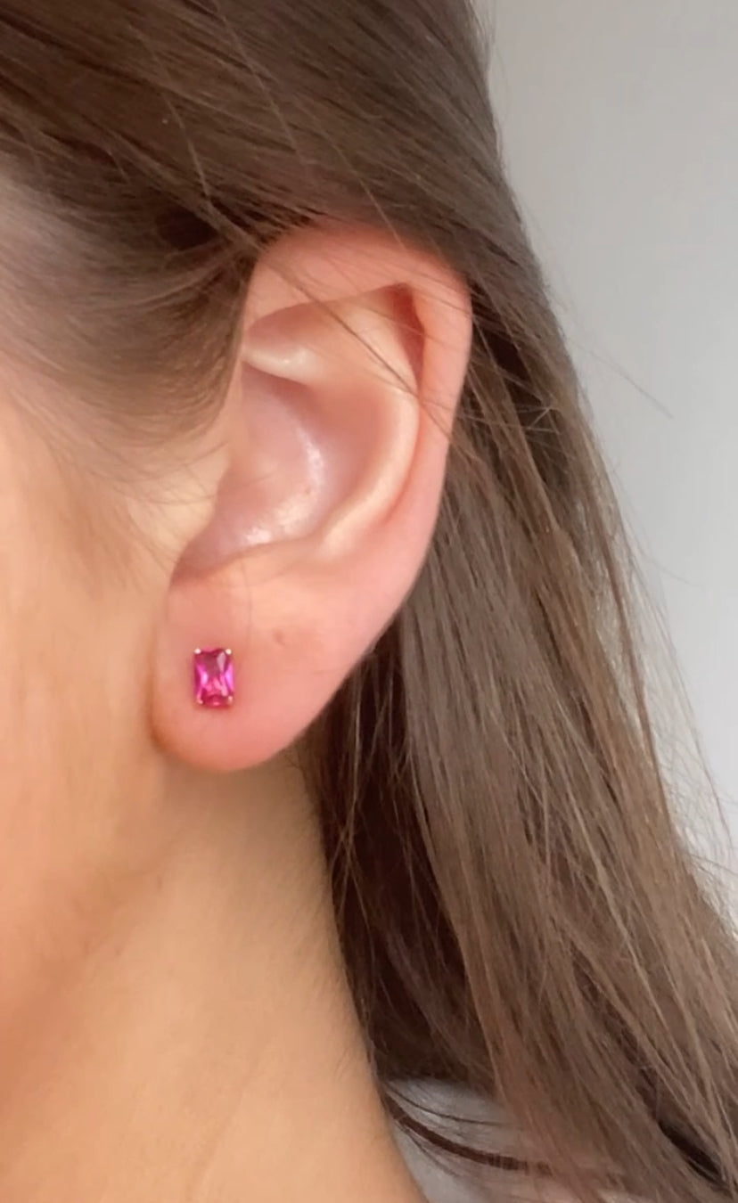 Rectangular Ruby Stud Earrings - 9ct Gold – Hanratty Jewellers